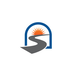 Road sun shine logo Royalty Free Vector Image - VectorStock