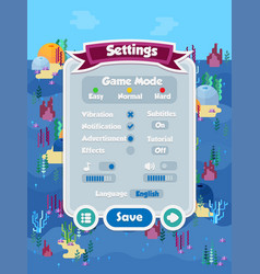 Flat ocean gui scene Royalty Free Vector Image