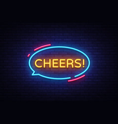 Cheers neon banner party celebration in Royalty Free Vector