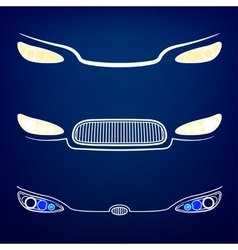 Car headlights realistic round bright cars Vector Image