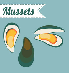 Watercolor hand drawn fresh mussels isolated Vector Image