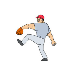 Baseball pitcher player cartoon Royalty Free Vector Image