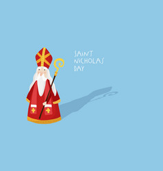Cute greeting card with saint nicholas with mitre Vector Image