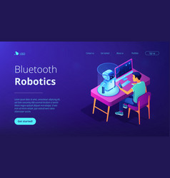 Robotics programming isometric 3d banner header Vector Image
