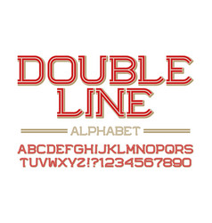 Double line alphabet with numbers in retro style Vector Image