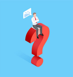 Icon of thinking man with question mark in think Vector Image