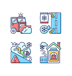 Ice clearing services rgb color icons set Vector Image