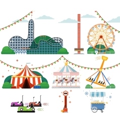 Amusement carnival park with circus tent clip art Vector Image
