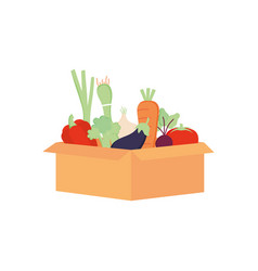 Veggie box with vegetables hand drawn healthy Vector Image