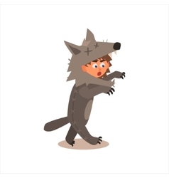 Boy pulling wolf tail Royalty Free Vector Image