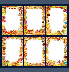 Fast food menu frames burgers and snacks Vector Image