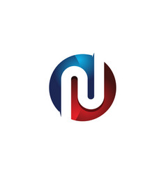 N golden letter logo design with circle swoosh Vector Image