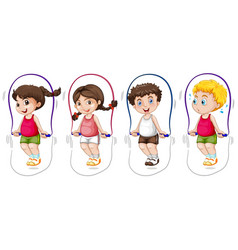 Set of children jumping rope Royalty Free Vector Image