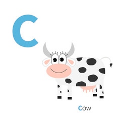 Letter c cow zoo alphabet english abc with animals