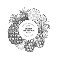 Hello summer greeting banner with pineapple Vector Image