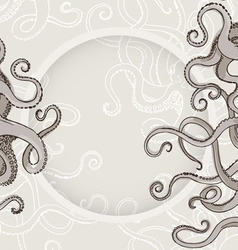 Octopus kraken card or border with feelers Vector Image