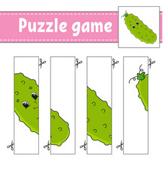 Puzzle game for kids cutting practice fruits and Vector Image