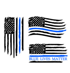 Thin blue line us flag police blue line Royalty Free Vector