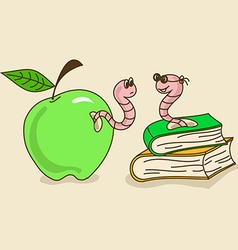 Pile book with green apple Royalty Free Vector Image
