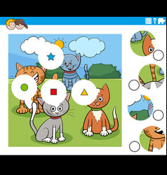 Matching shapes game with cartoon cat characters Vector Image