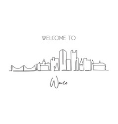 One line city building Royalty Free Vector Image