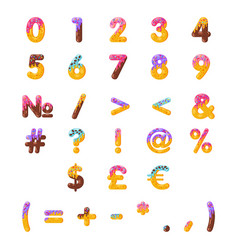 Donut cartoon four number Royalty Free Vector Image