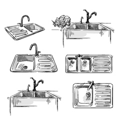 Set kitchen sinks Royalty Free Vector Image - VectorStock