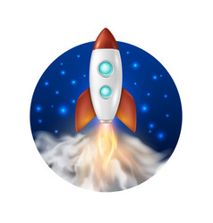 Retro space rocket ship icon set in a flat Vector Image