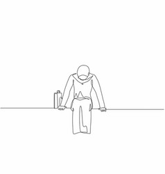 Continuous one line drawing very sad arab Vector Image