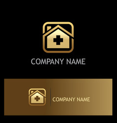Doctor crossing arm in front of hospital badge Vector Image