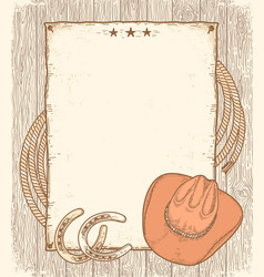 Cowboy vintage paper background hand drawn Vector Image