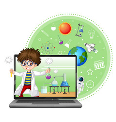 Kid using technology Royalty Free Vector Image