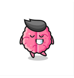 Brain cartoon with a shy expression Royalty Free Vector