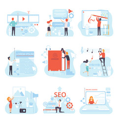 People creating digital content set technology Vector Image