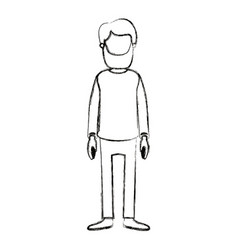 Blurred silhouette cartoon faceless full body man Vector Image