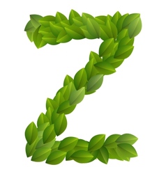 Letter z green leaves alphabet Royalty Free Vector Image