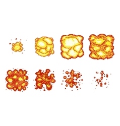 Pixel art explosion animation frames Royalty Free Vector