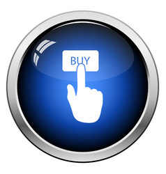 Linear hand with black buy now button Royalty Free Vector