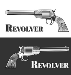 Vintage revolver gun front view concept Royalty Free Vector