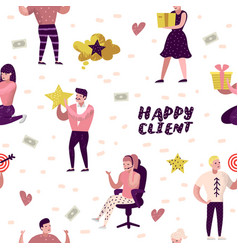 Happy customers client satisfaction linear icon Vector Image