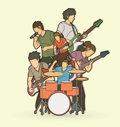 Musician playing music together band Royalty Free Vector