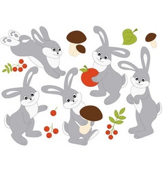 Rabbits set Royalty Free Vector Image - VectorStock