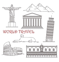 Travel landmarks italy brazil greece africa Vector Image