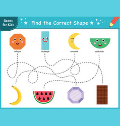 Trace shapes activity page for kids tracing Vector Image