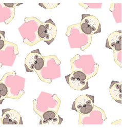 Cute pug pattern Royalty Free Vector Image - VectorStock