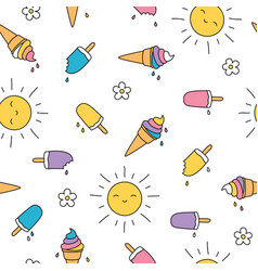 Popsicles and ice cream doodle cute pastel summer Vector Image