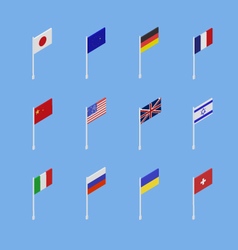 Set of popular country flags glossy rectangle Vector Image