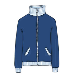 Single cartoon - blue sport jacket with zipper Vector Image