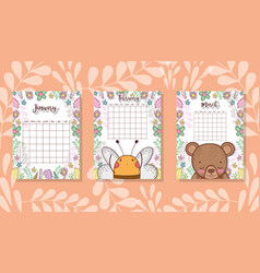 November calendar information with penguin and Vector Image