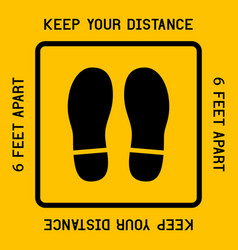 Keep your distance with footprint shoe shape Vector Image